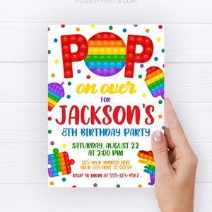 Pop It Birthday Invitation, Editable Pop It Invitation Template ...