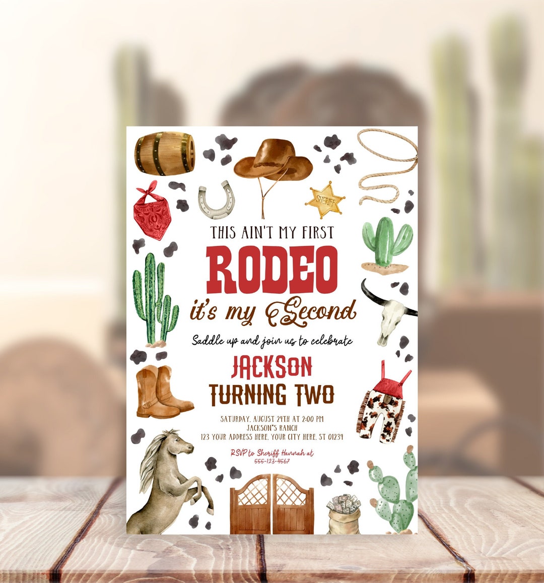 Editable Western Birthday Invitation Template Printable Cowboy Second ...