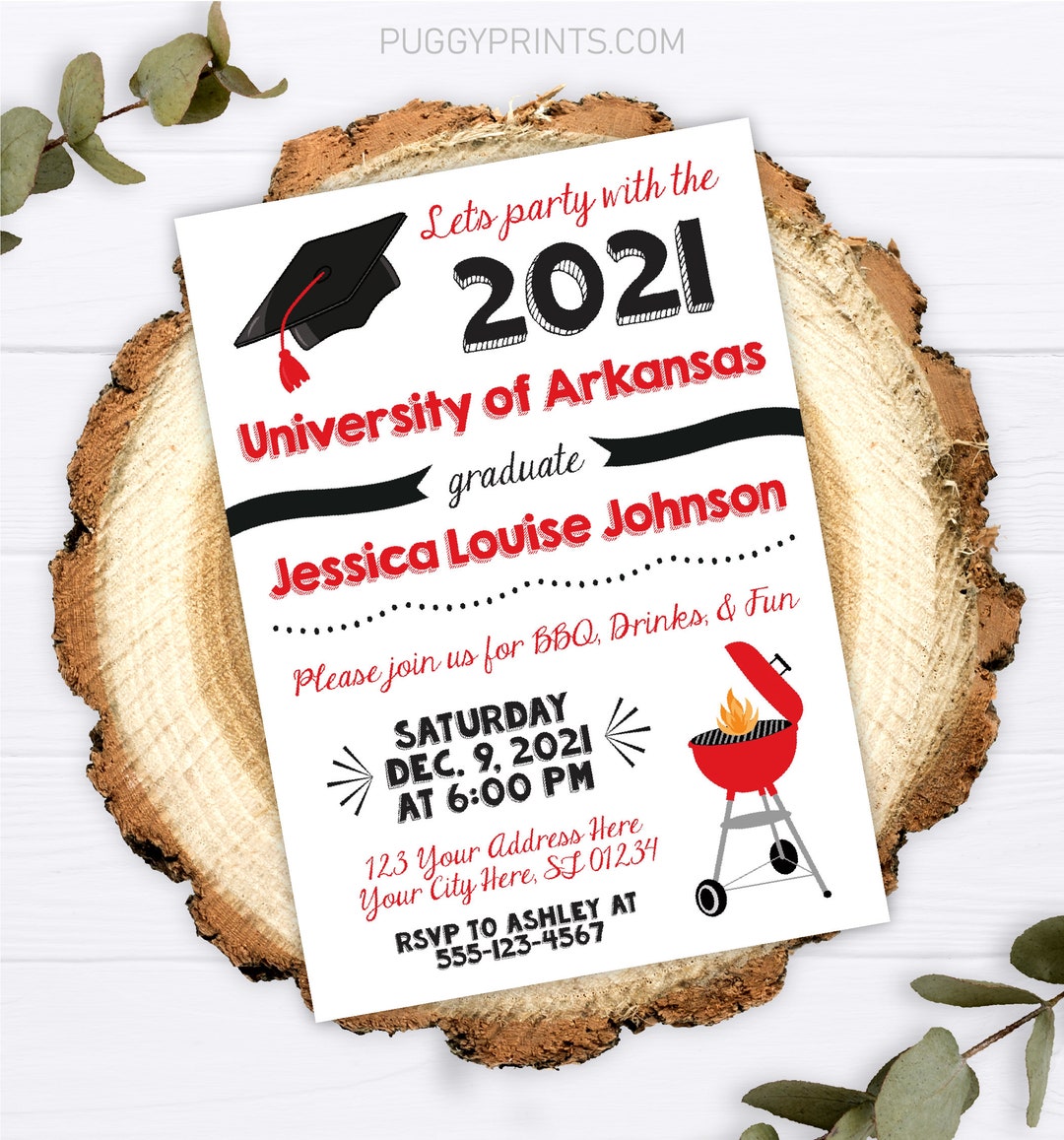 BBQ Graduation Party Invitation, Editable Graduation Invitation ...
