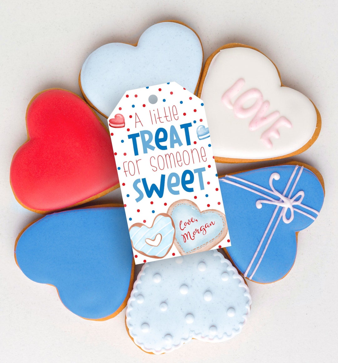 Valentine's Day Gift Tag, Editable Heart Cookies Gift Tag Template ...
