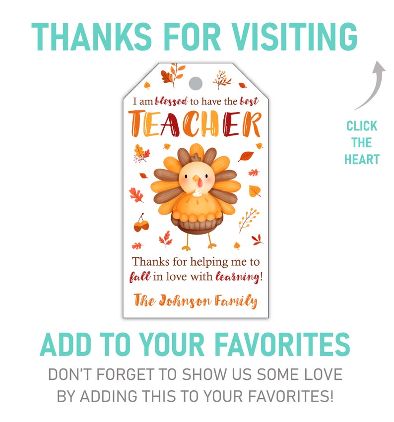 Thanksgiving Teacher Appreciation Gift Tags Editable - Etsy