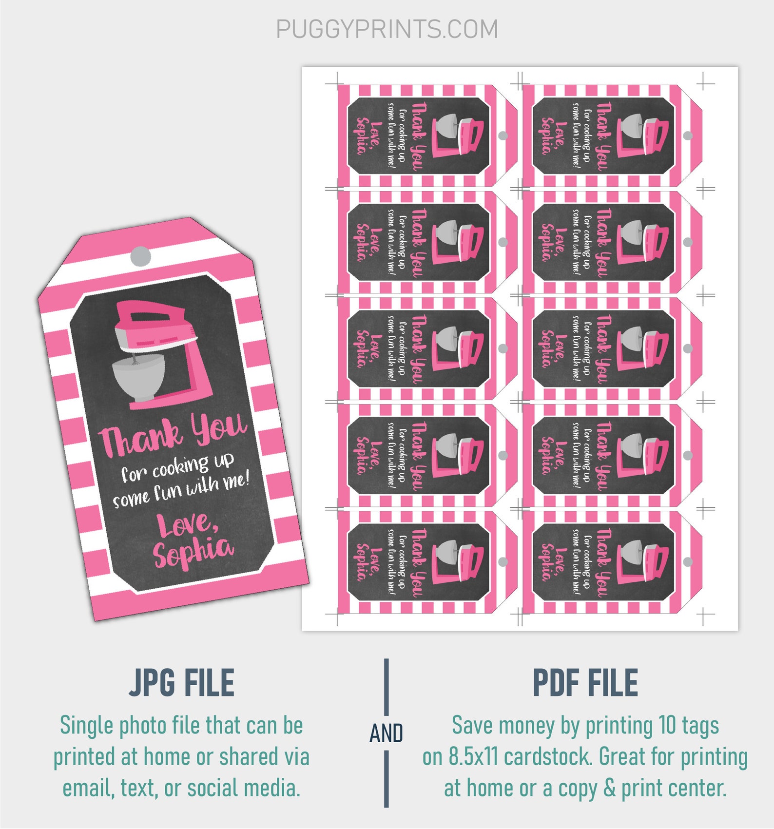 Cooking Party Favor Tags Editable Baking Party Thank You Gift - Etsy