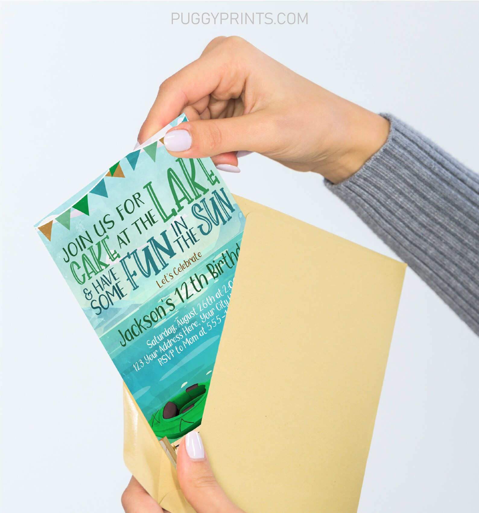 Lake Birthday Invitation: Canoe Kayak Party, Editable Template (digital ...
