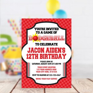 Dodgeball Birthday Invitation, Editable Dodgeball Invitation Template ...