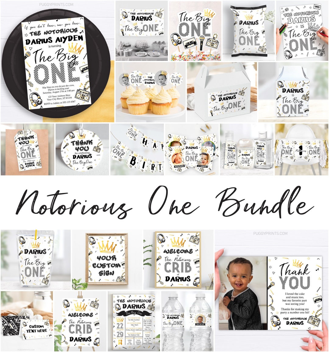 Notorious One Birthday Decor, Editable Notorious Party Pack, Printable ...