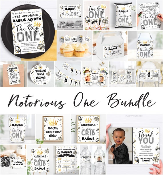 Notorious One Birthday Decor, Editable Notorious Party Pack, Printable ...