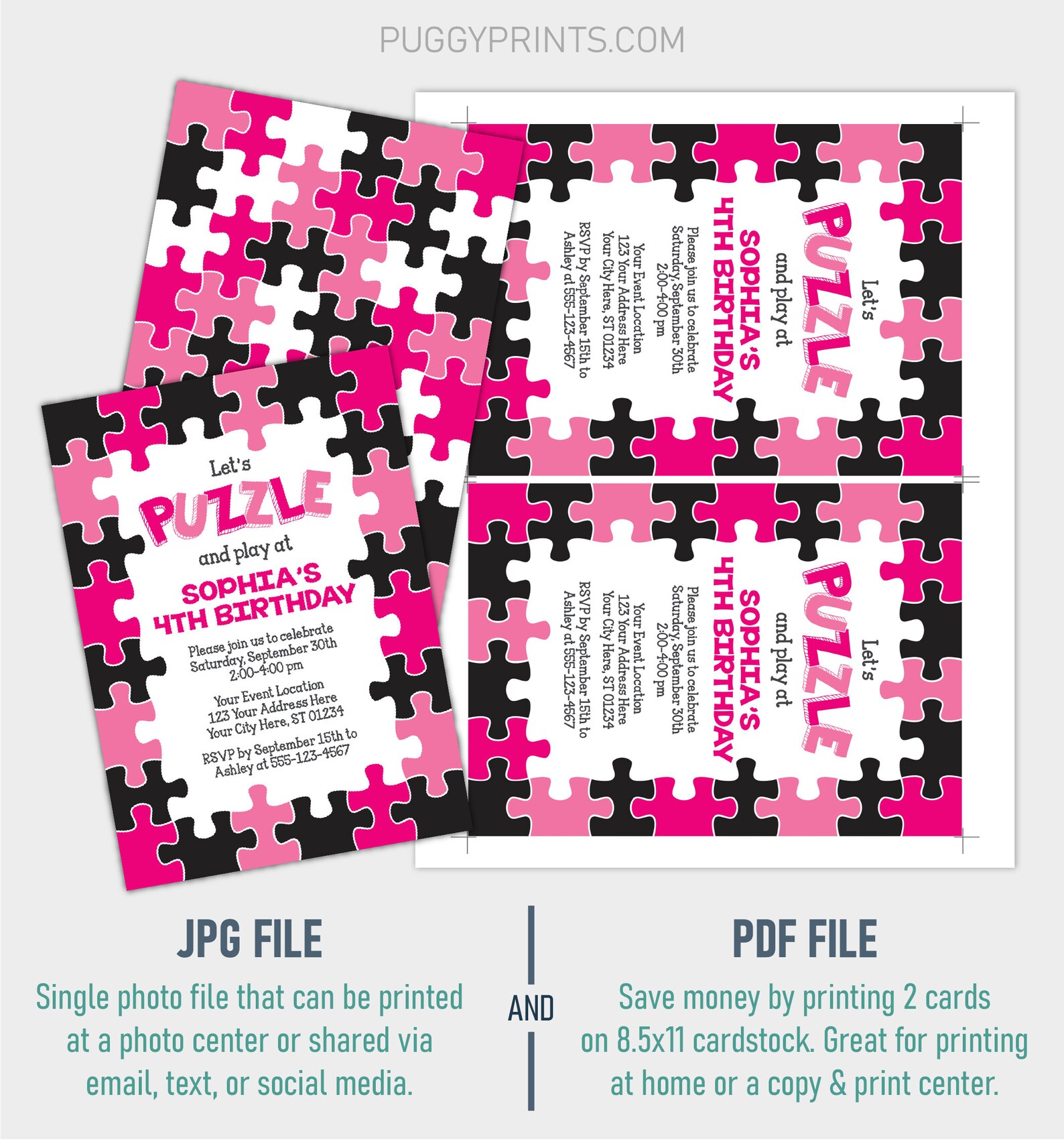 Puzzle Birthday Invitation Editable Puzzle Invitation Puzzle | Etsy