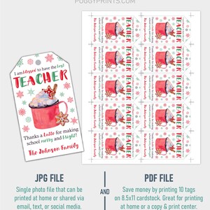 Teacher Christmas Gift Tags, Editable Teacher Appreciation Gift Tag ...