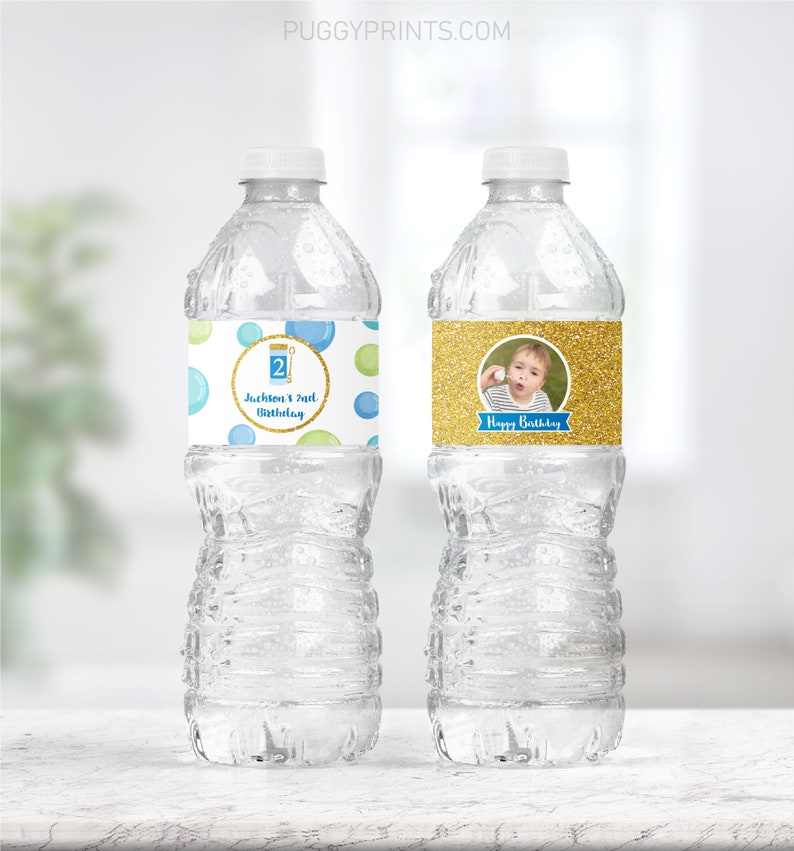 Bubble Birthday Water Bottle Labels Editable Bubble Birthday - Etsy