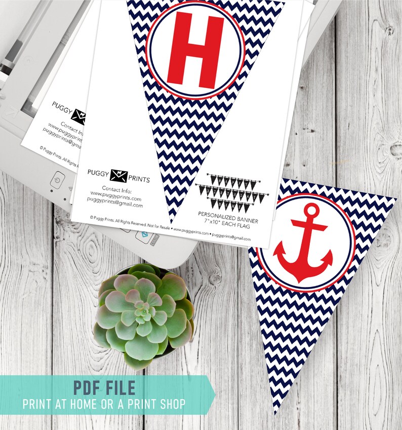 Nautical Happy Birthday Banner Printable Nautical Banner - Etsy