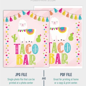 Llama Taco Bar Party Sign, Printable Llama Party Sign, Llama Sign ...
