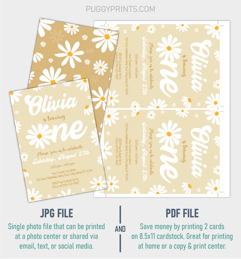Retro Daisy Invitation Editable Daisy Invitation Template - Etsy