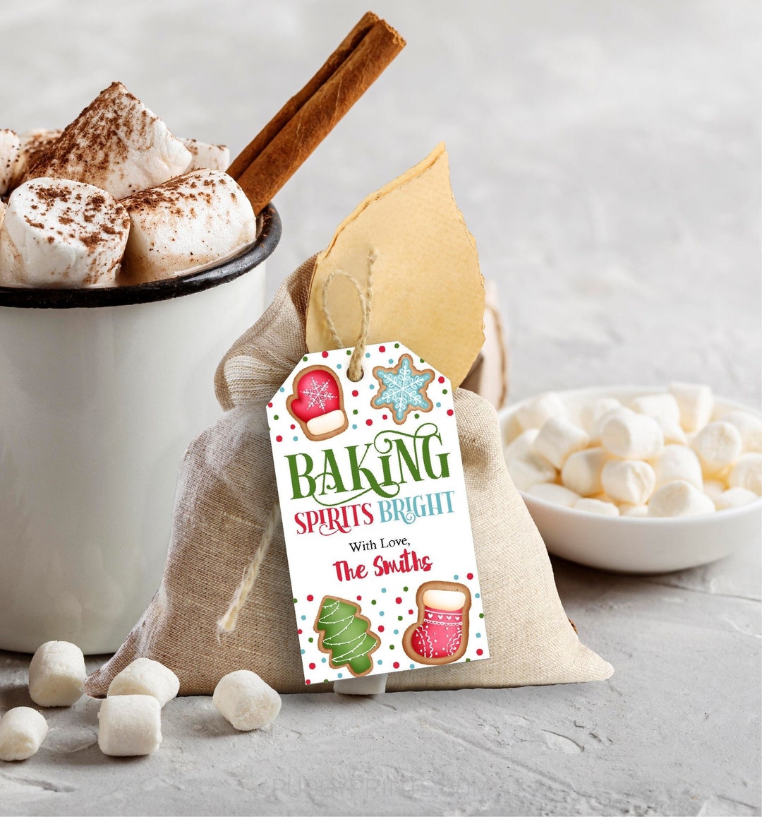 Baking Spirits Bright Favor Tags, Editable Christmas Gift Tag Template ...