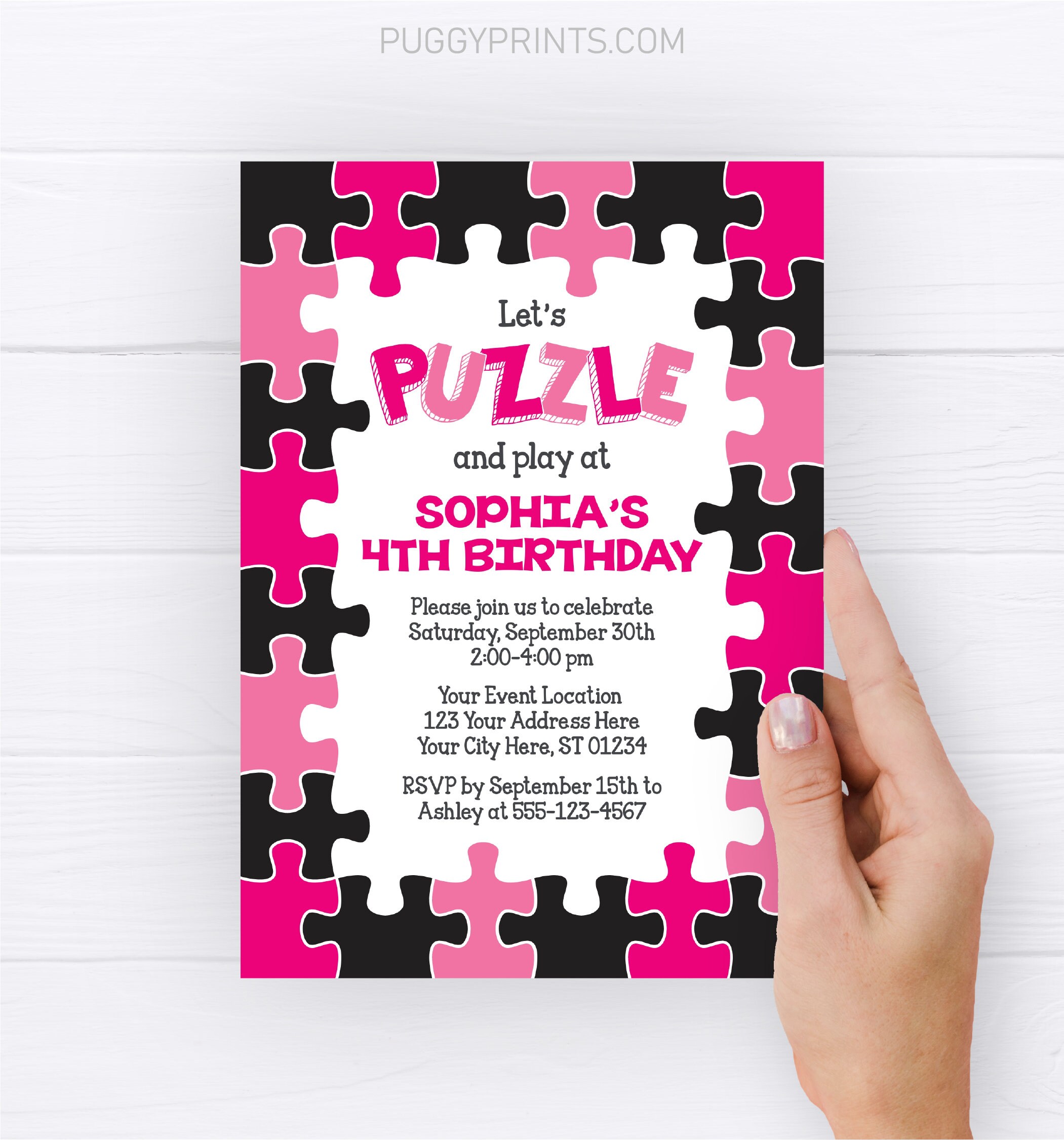 Puzzle Birthday Invitation Editable Puzzle Invitation Puzzle | Etsy