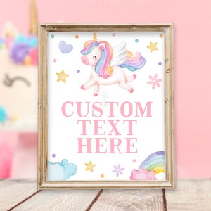 Unicorn Birthday Party Sign Editable Unicorn Custom Sign Template ...