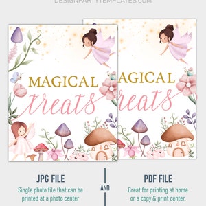 Fairy Magical Treats Sign Printable Fairy Party Sign - Etsy