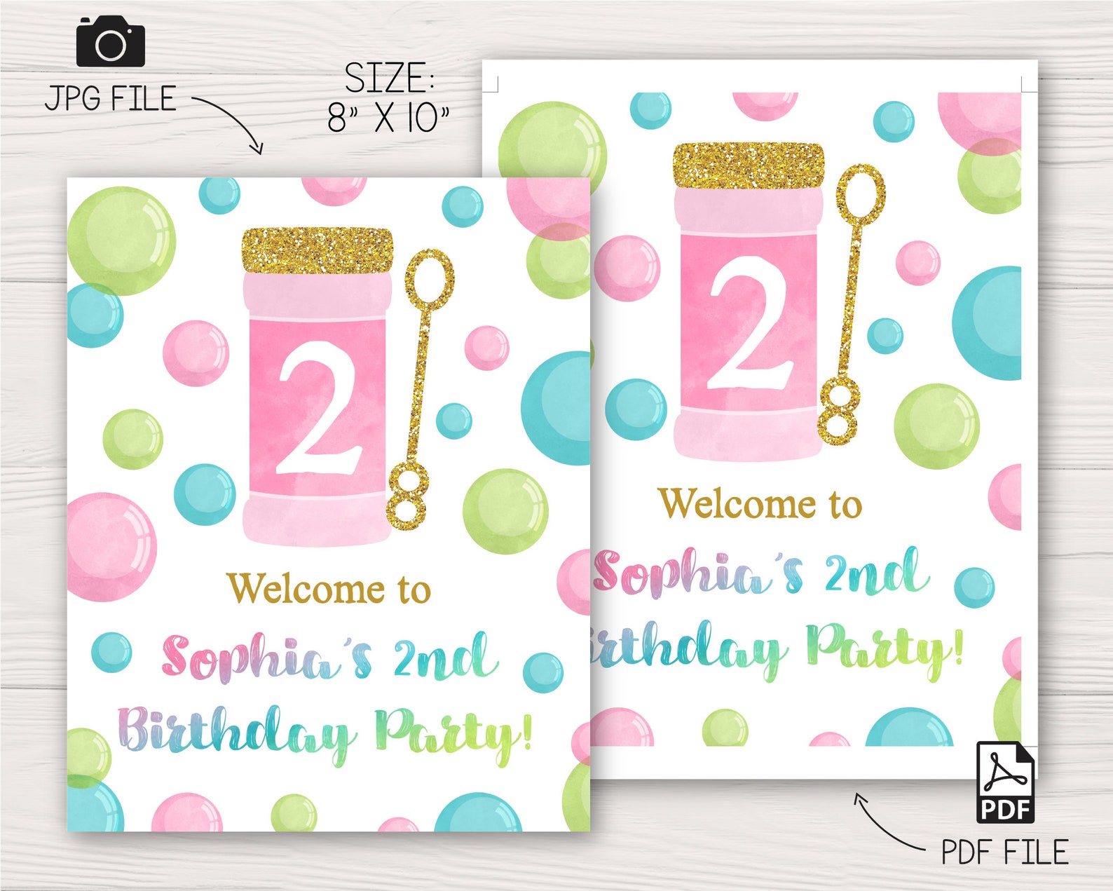 Bubble Birthday Party Decorations Bundle Editable Template - Etsy