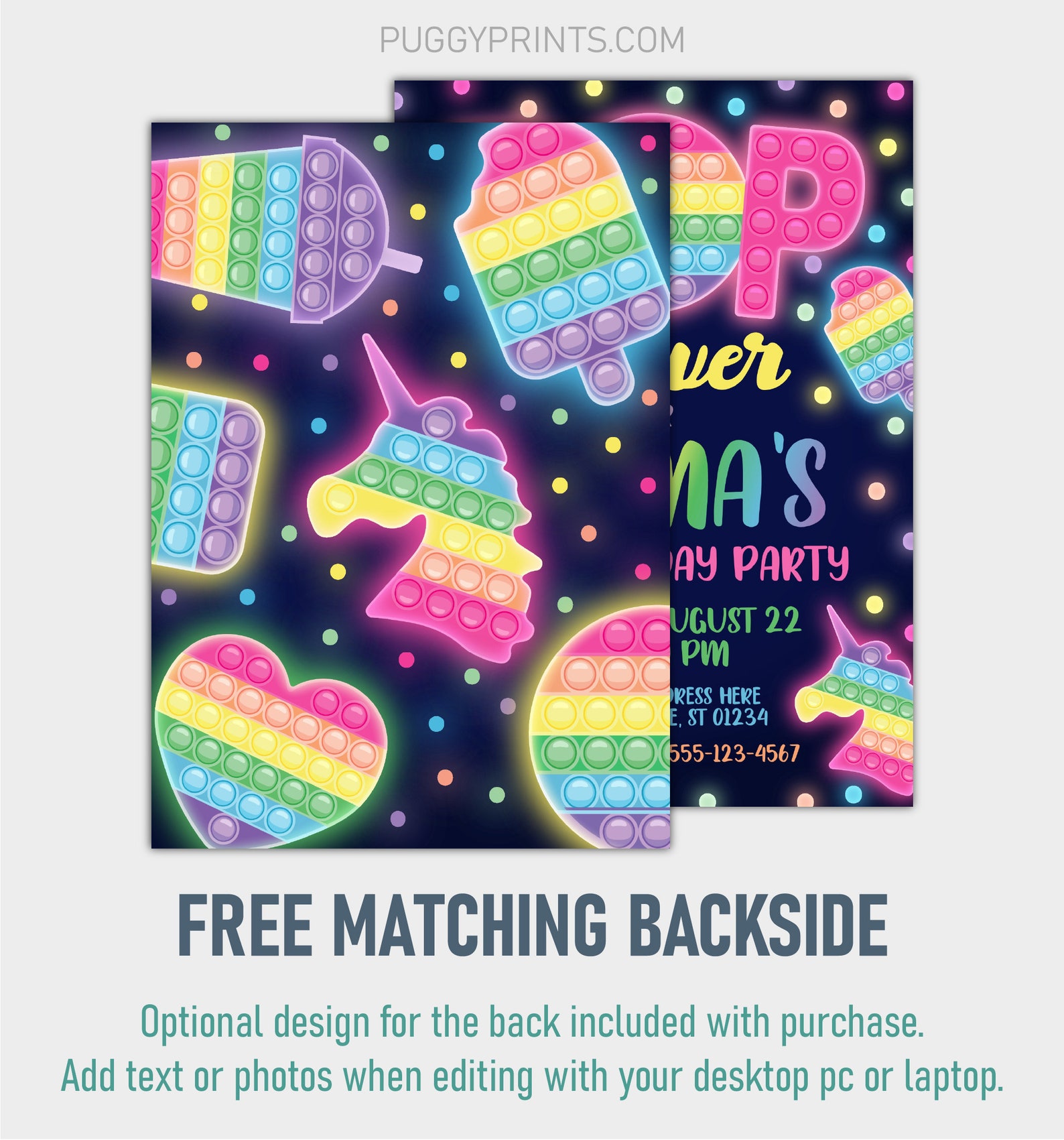 Pop It Birthday Invitation Editable Pop It Invitation - Etsy