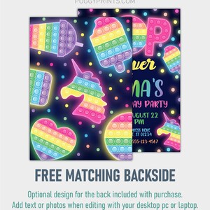 Pop It Birthday Invitation, Editable Pop It Invitation Template ...