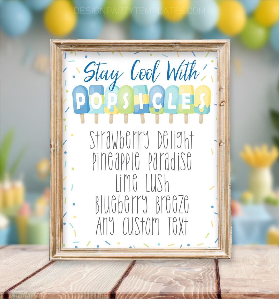 Popsicle Menu Party Sign Editable Popsicle Custom Sign Template ...