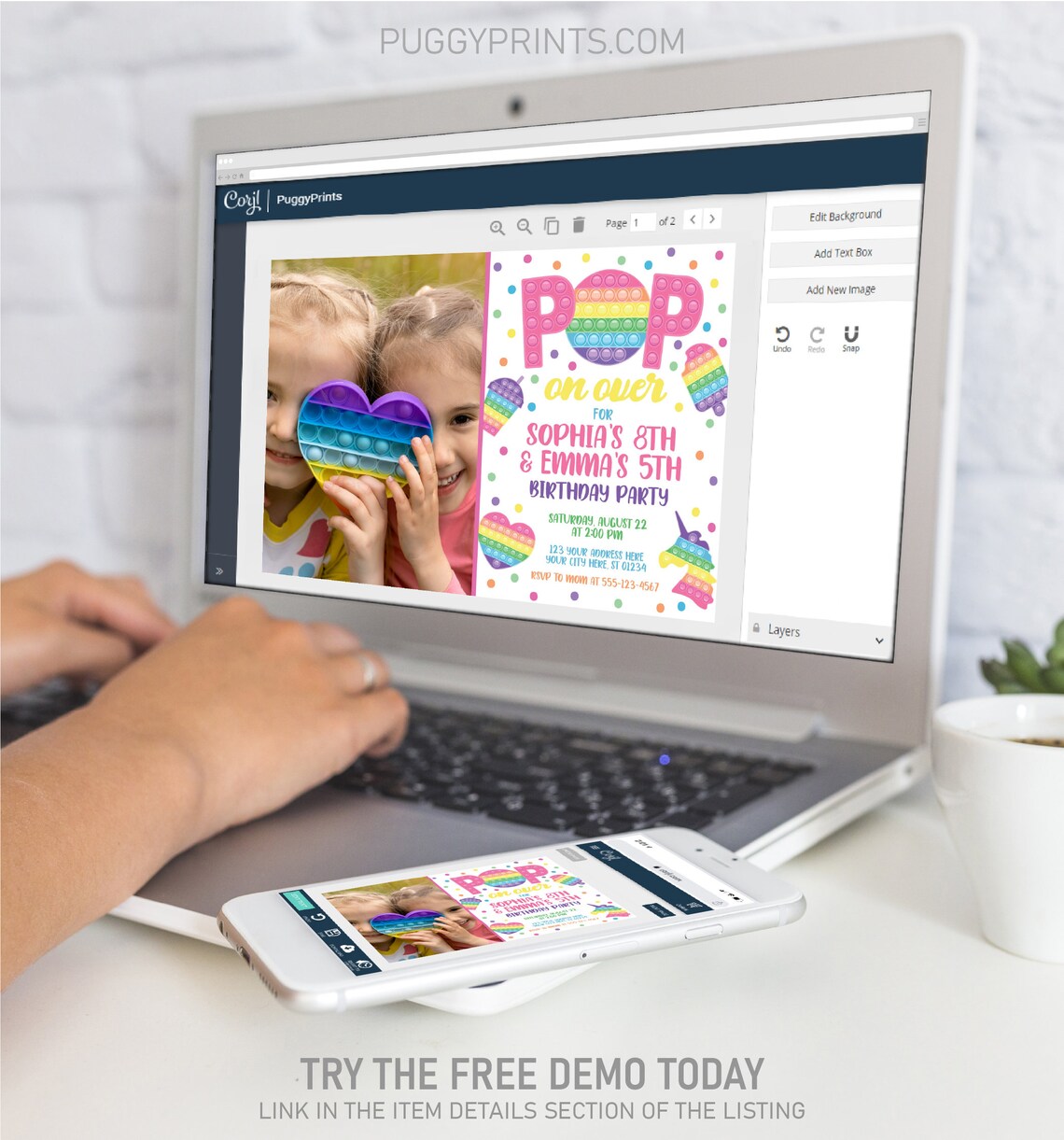 Pop It Birthday Invitation Editable Pop It Invitation - Etsy