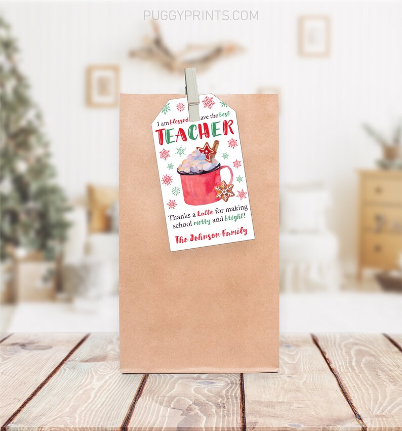 Teacher Christmas Gift Tags Editable Teacher Appreciation | Etsy