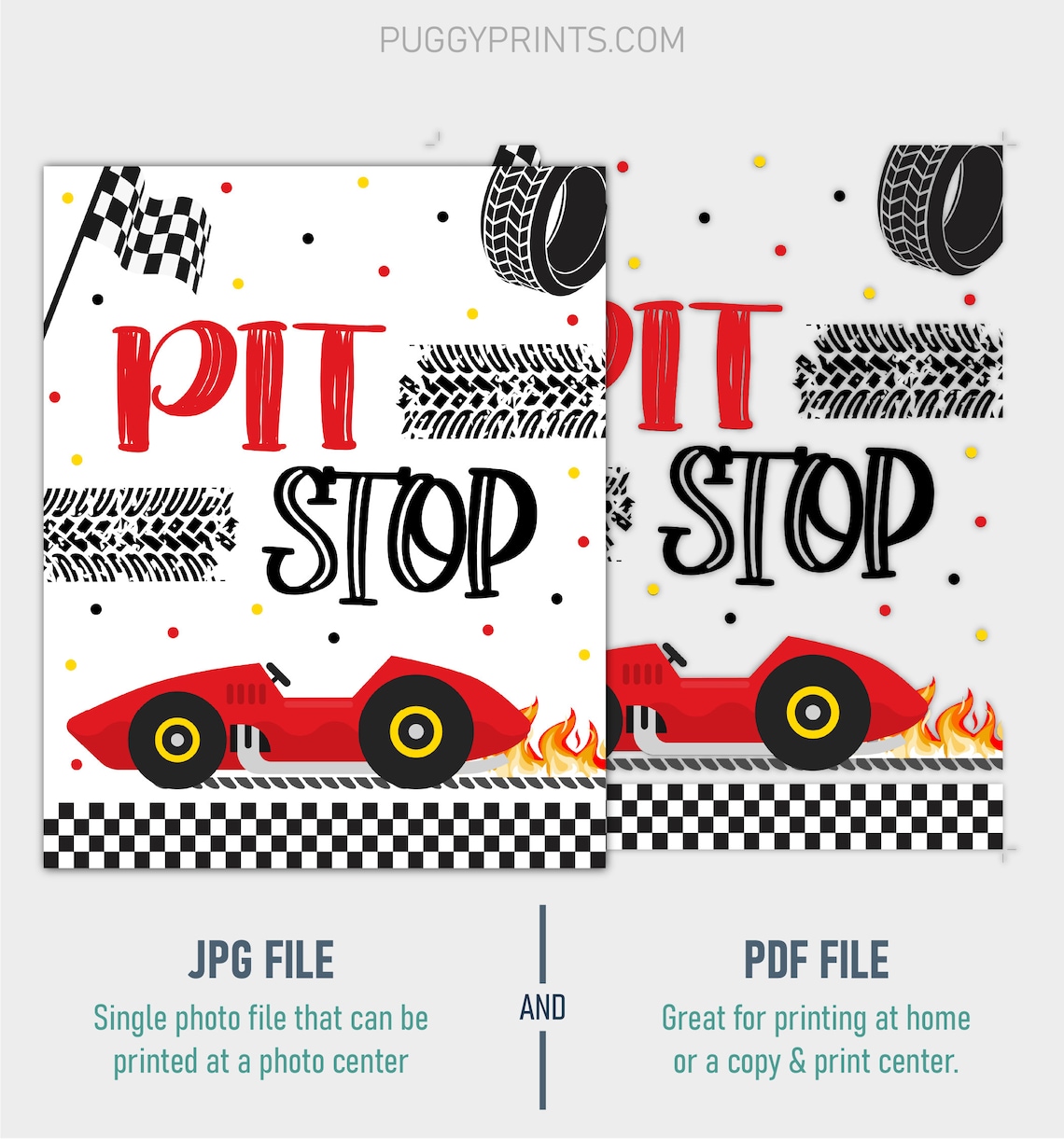 Race Car Pit Stop Only Sign Printable Racing Birthday Party - Etsy
