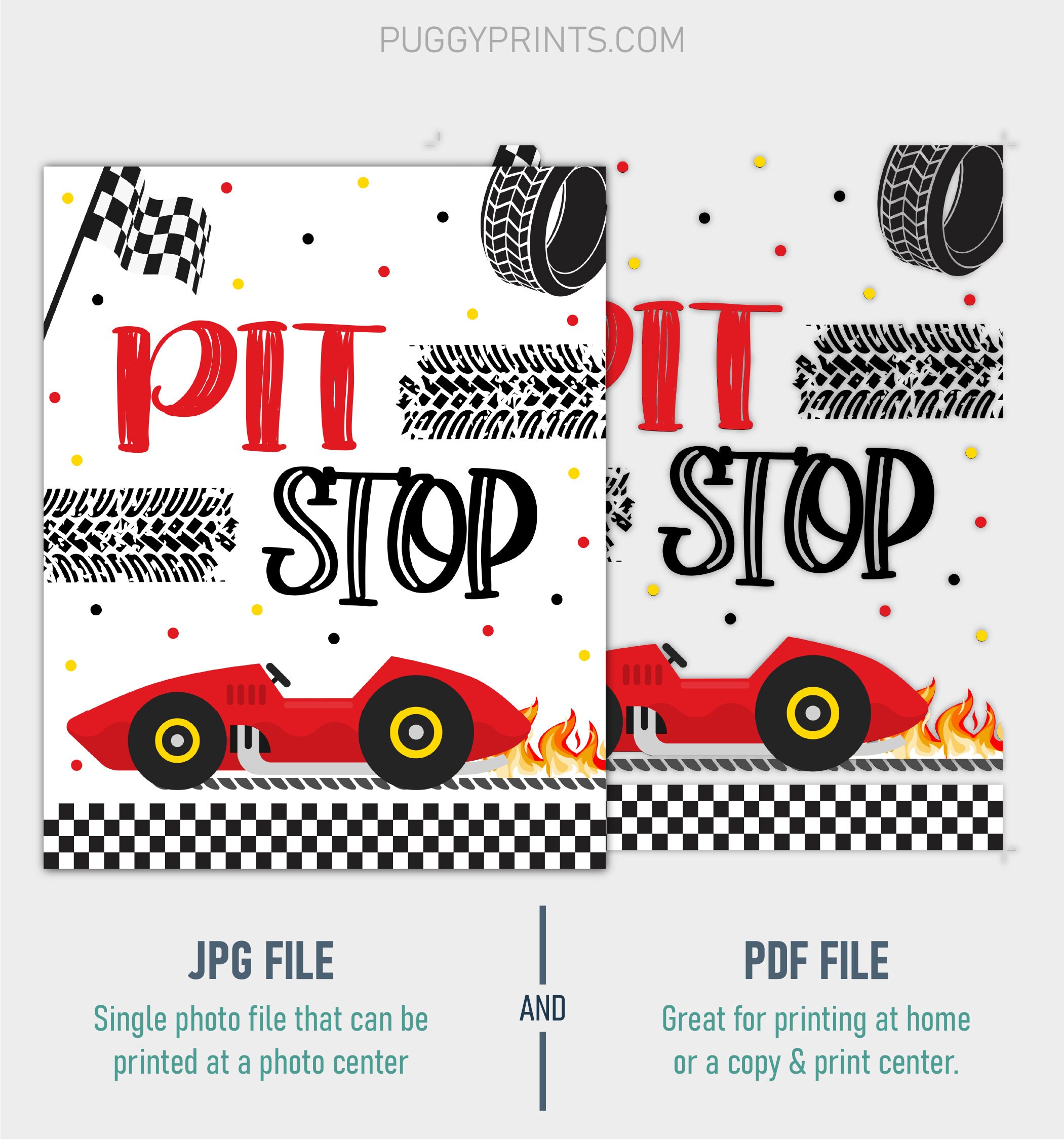 Race Car Pit Stop Only Sign Printable Racing Birthday Party - Etsy ...