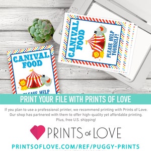 Carnival Food Sign Printable Circus Birthday Party Sign - Etsy