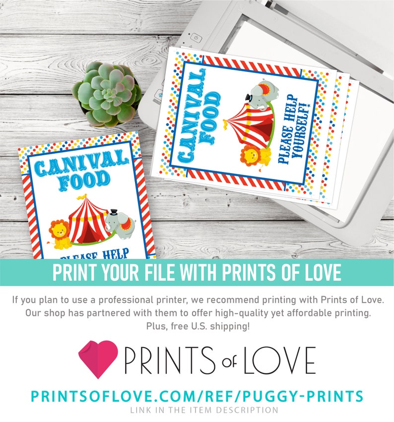 Carnival Food Sign Printable Circus Birthday Party Sign - Etsy