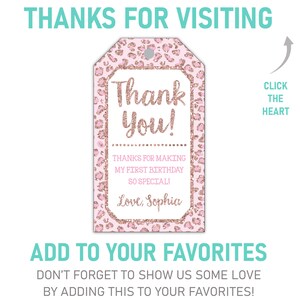 Cheetah Birthday Party Favor Tags Editable Cheetah Favor Tags - Etsy