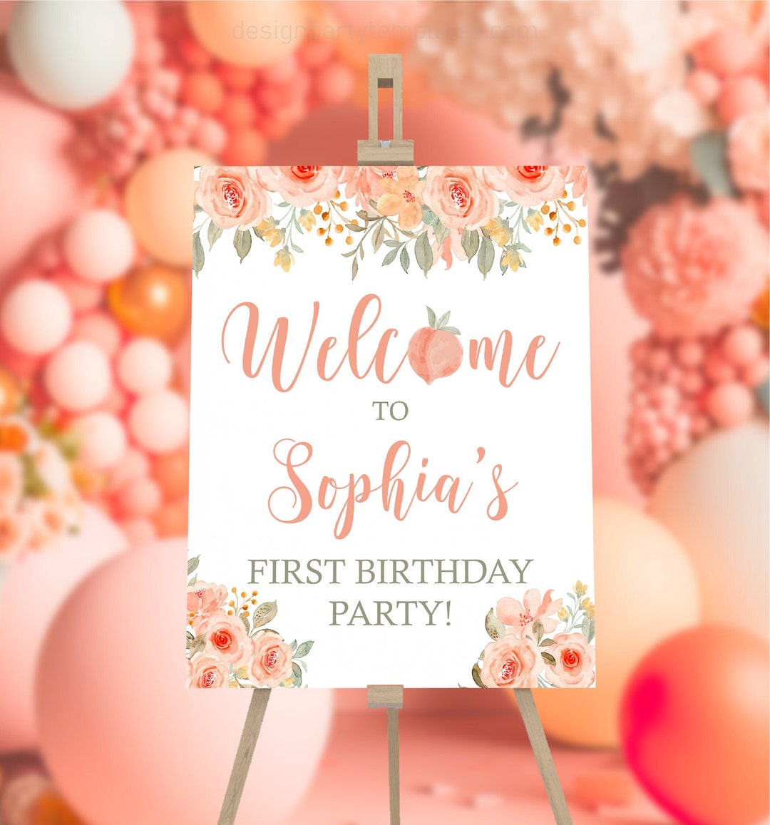 Editable Peach Welcome Sign Template Printable Sweet as a Peach ...