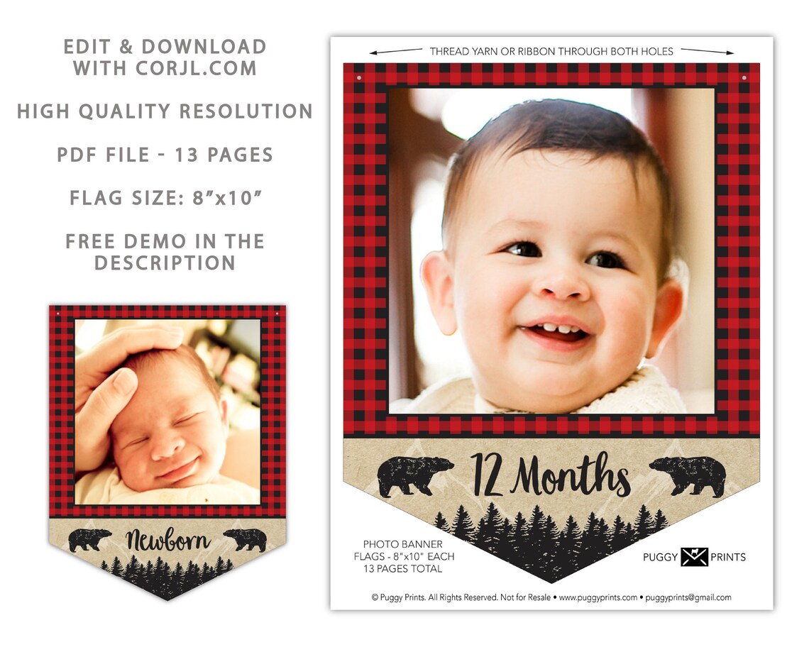 Lumberjack Monthly Photo Banner Lumberjack Monthly Banner - Etsy