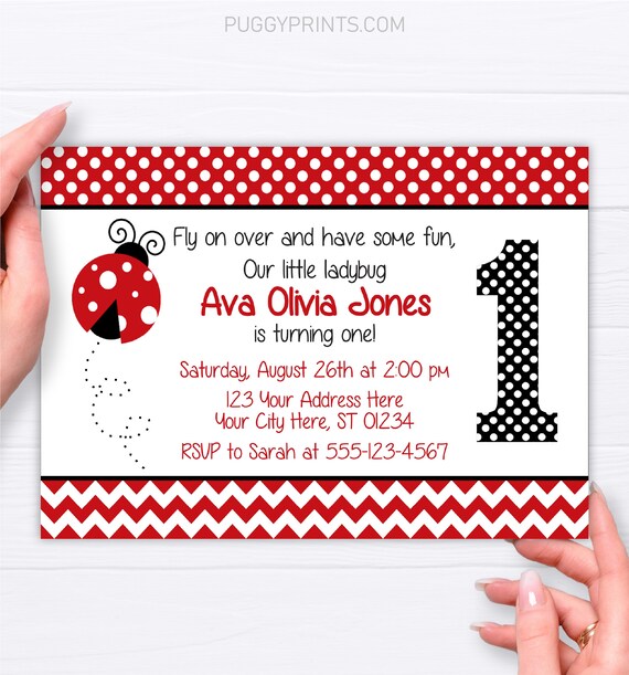 Ladybug Birthday Invitation Editable Ladybug Invitation | Etsy