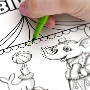 Circus Birthday Coloring Page, Editable Circus Coloring Page Template ...
