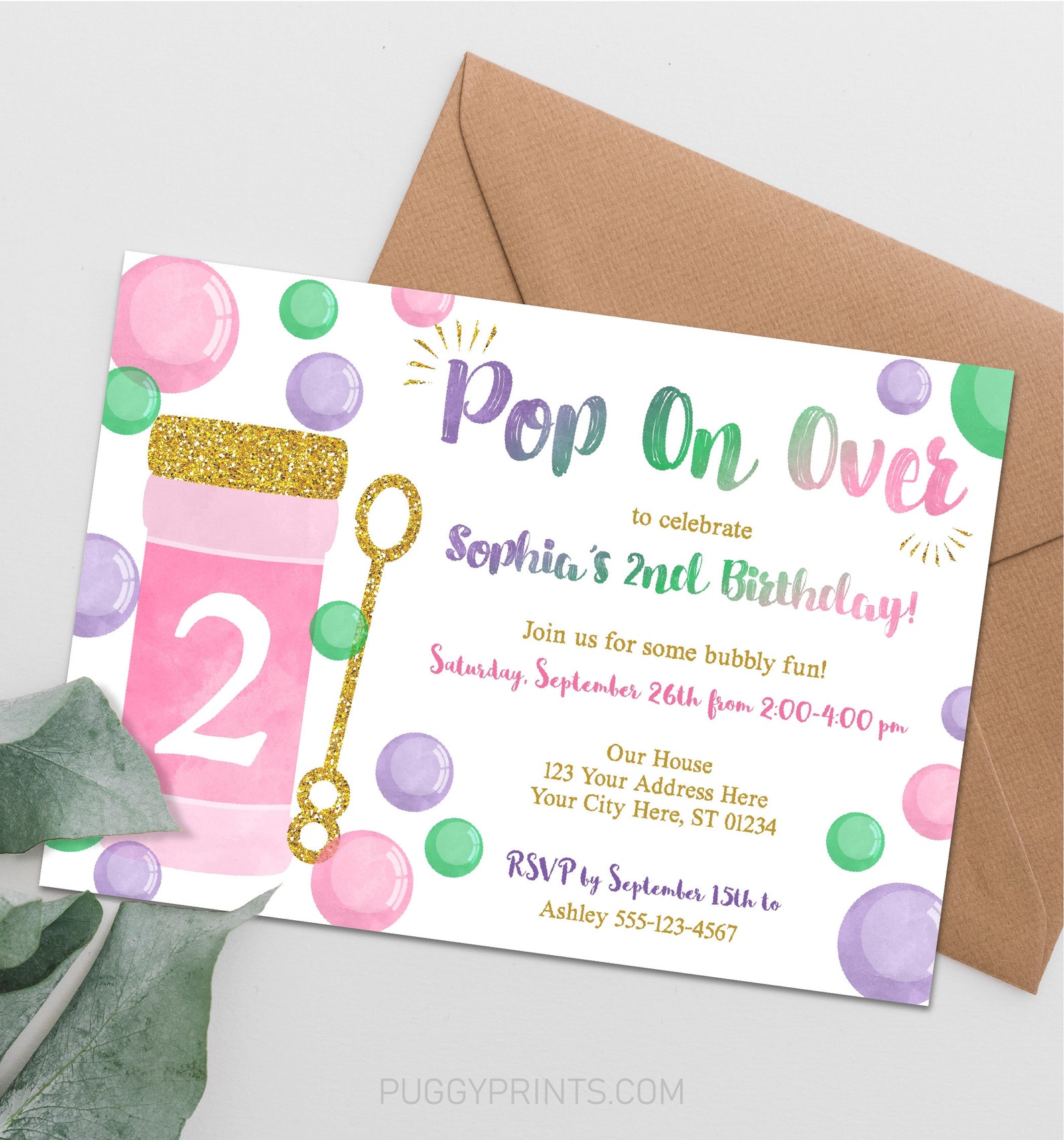 Bubble Birthday Invitation Editable Bubble Invitation - Etsy