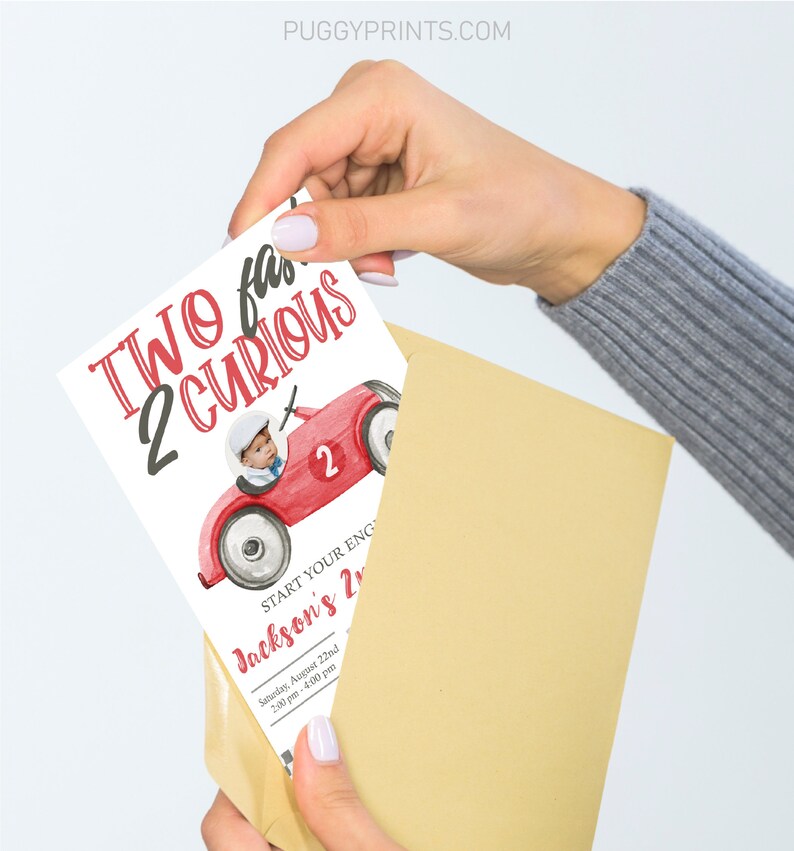 Two Fast Birthday Invitation Editable 2 Curious Invitation - Etsy