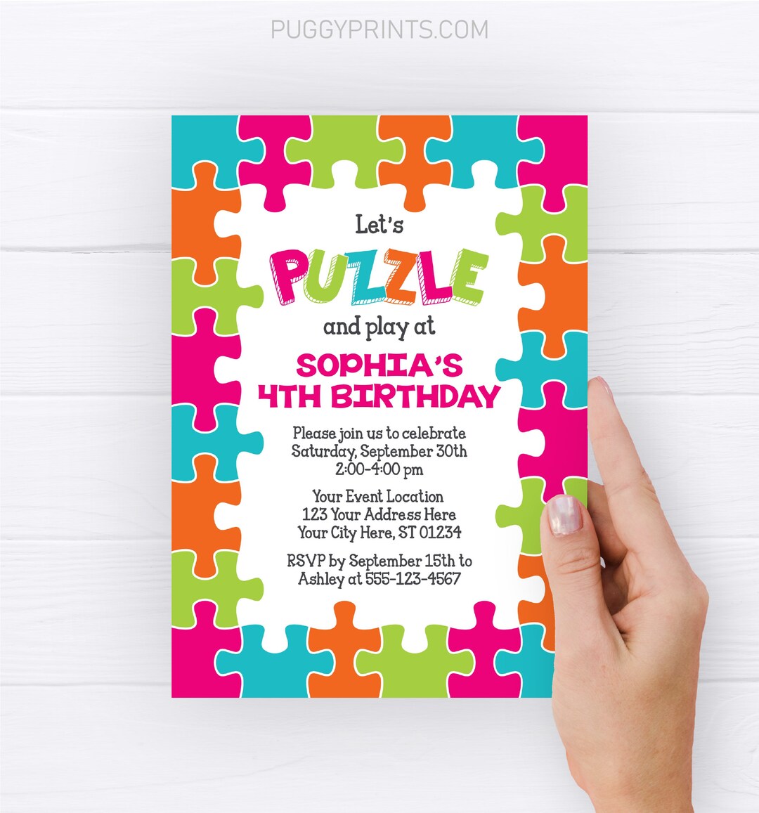 Puzzle Birthday Invitation, Editable Puzzle Invitation, Puzzle Party ...
