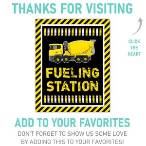 Fueling Station Sign, Printable Construction Birthday Party Sign ...