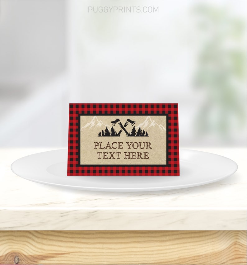 Lumberjack Birthday Place Cards, Editable Lumberjack Place Cards ...