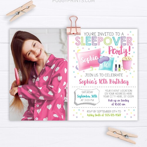 Editable Sleepover Girl Birthday Party Invitation. Girl - Etsy