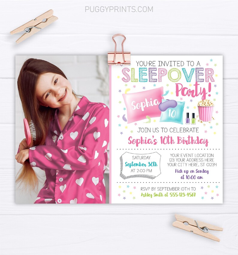 Sleepover Invitation Slumber Party Invitation Sleepover - Etsy