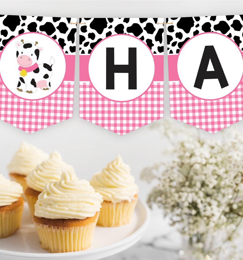 Cow Happy Birthday Banner Printable Cow Banner Personalized - Etsy