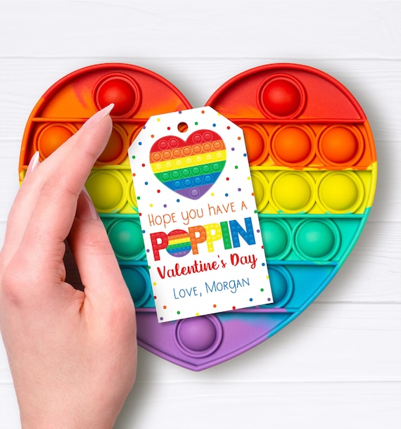 Valentine's Day Pop It Gift Tag, Editable Poppin Valentine's Day Favor ...