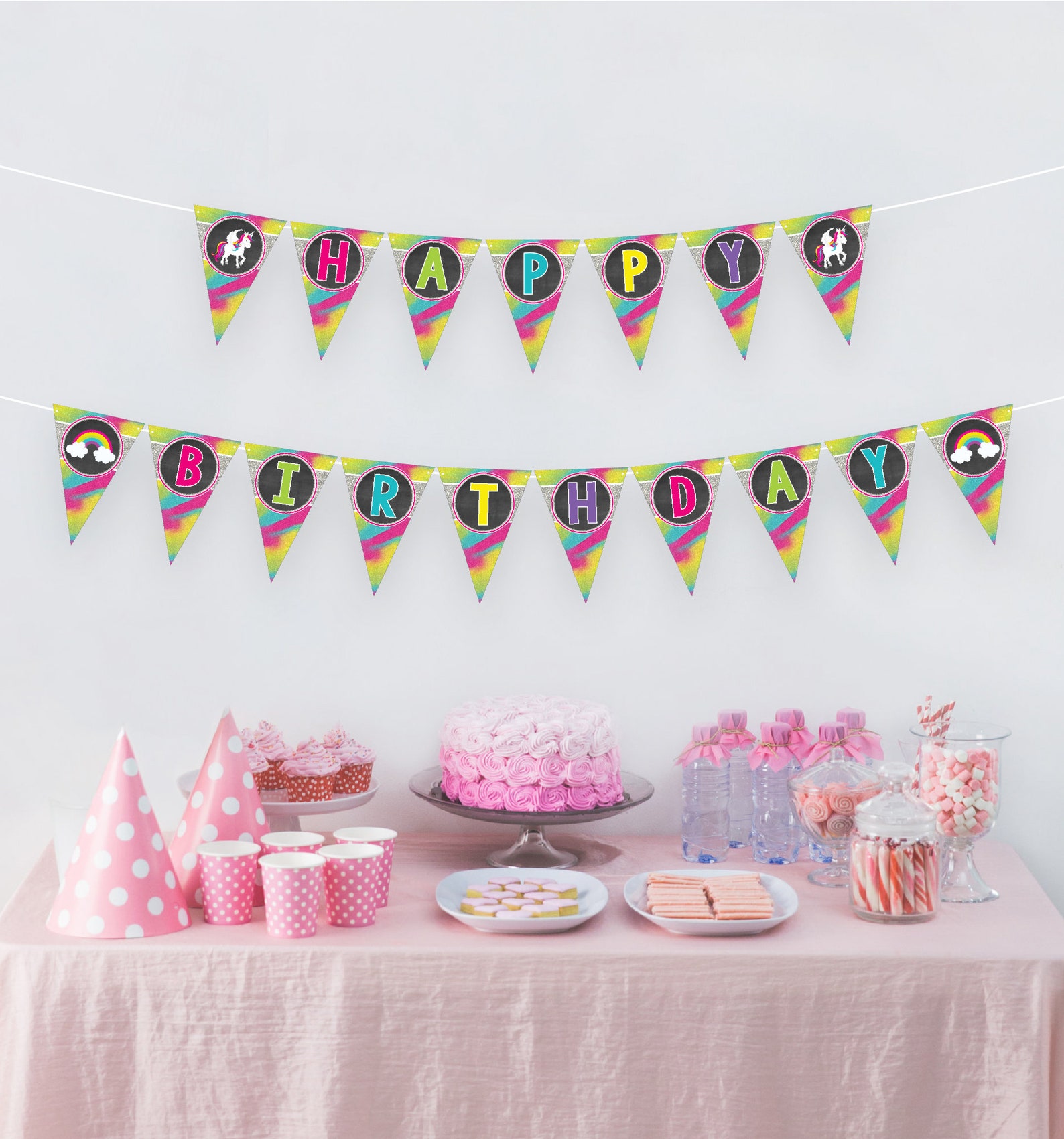Unicorn Happy Birthday Banner Printable Unicorn Banner - Etsy