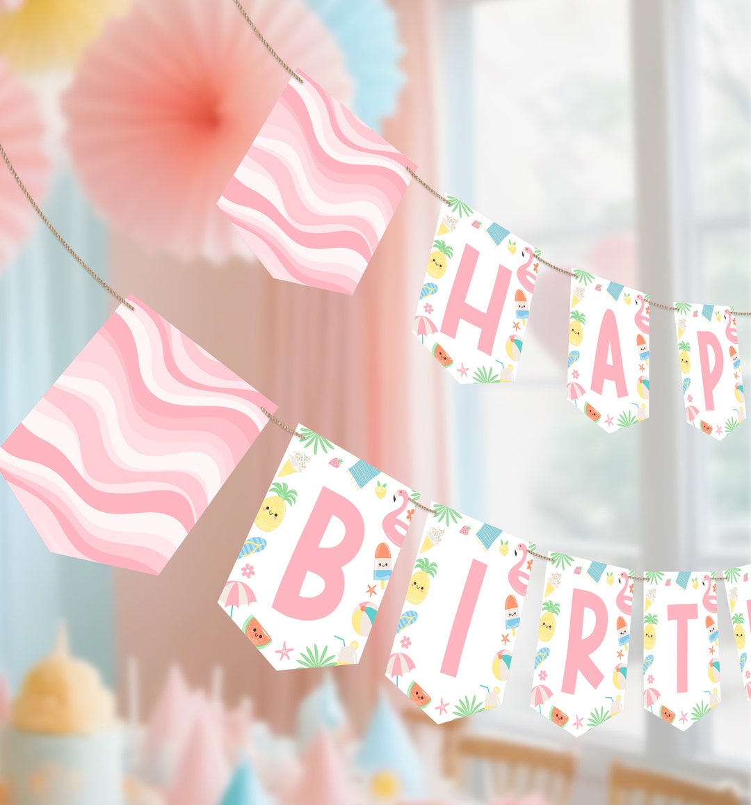 Fun in the Sun Happy Birthday Banner, Printable Summer One in the Sun ...