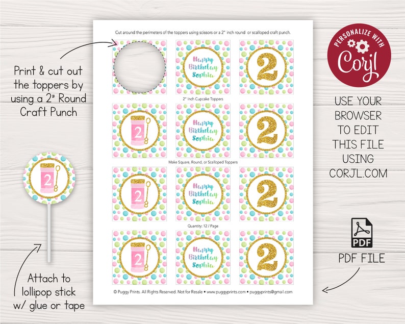 Bubble Birthday Party Decorations Bundle Editable Template - Etsy