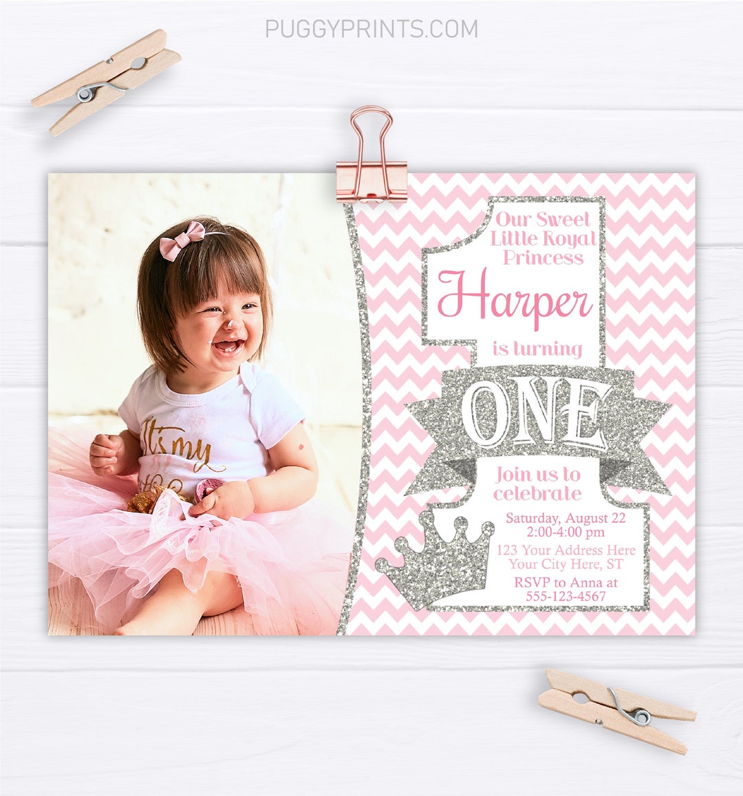 Princess First Birthday Invitation, Editable Princess Invitation ...