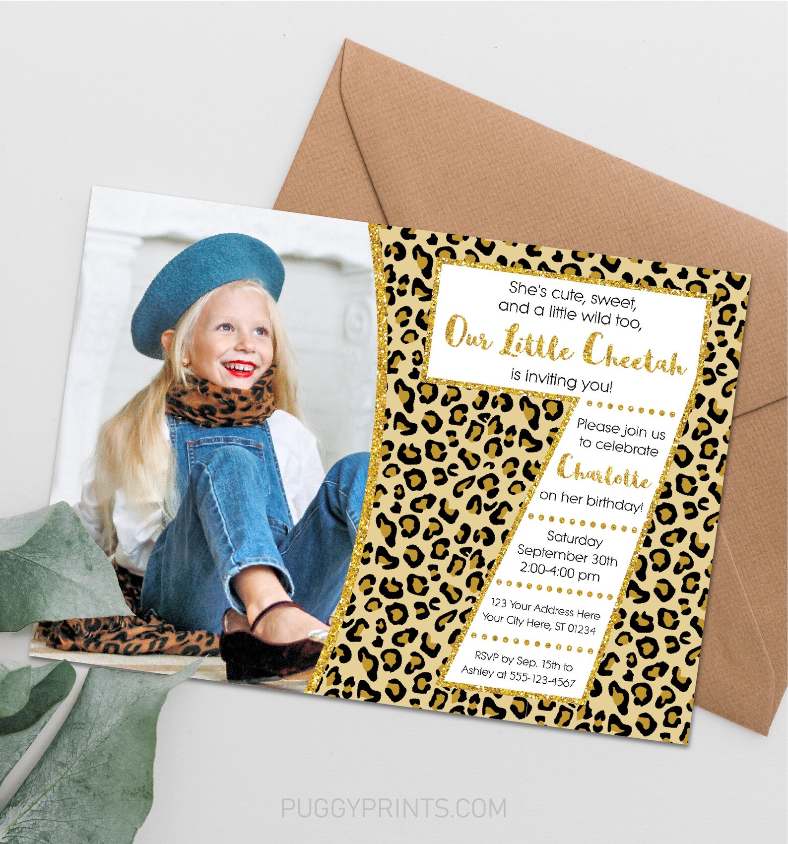 Cheetah 7th Birthday Invitation Editable Cheetah Invitation - Etsy