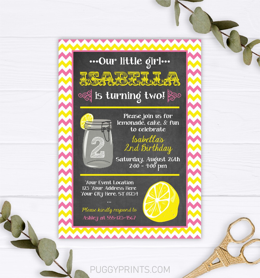 Pink Lemonade Birthday Invitation, Editable Lemonade Invitation ...